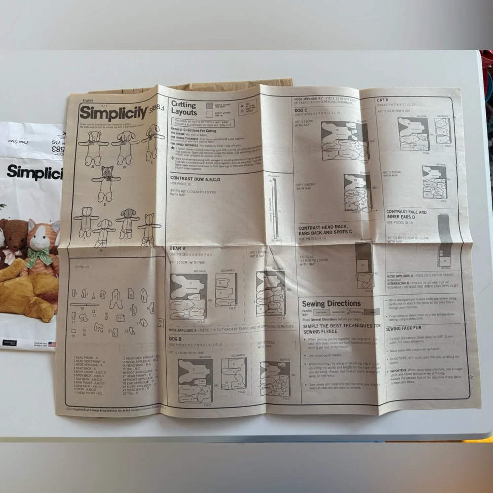 Simplicity | Other | New Uncut Simplicity By Design S9583 Stuffed ...